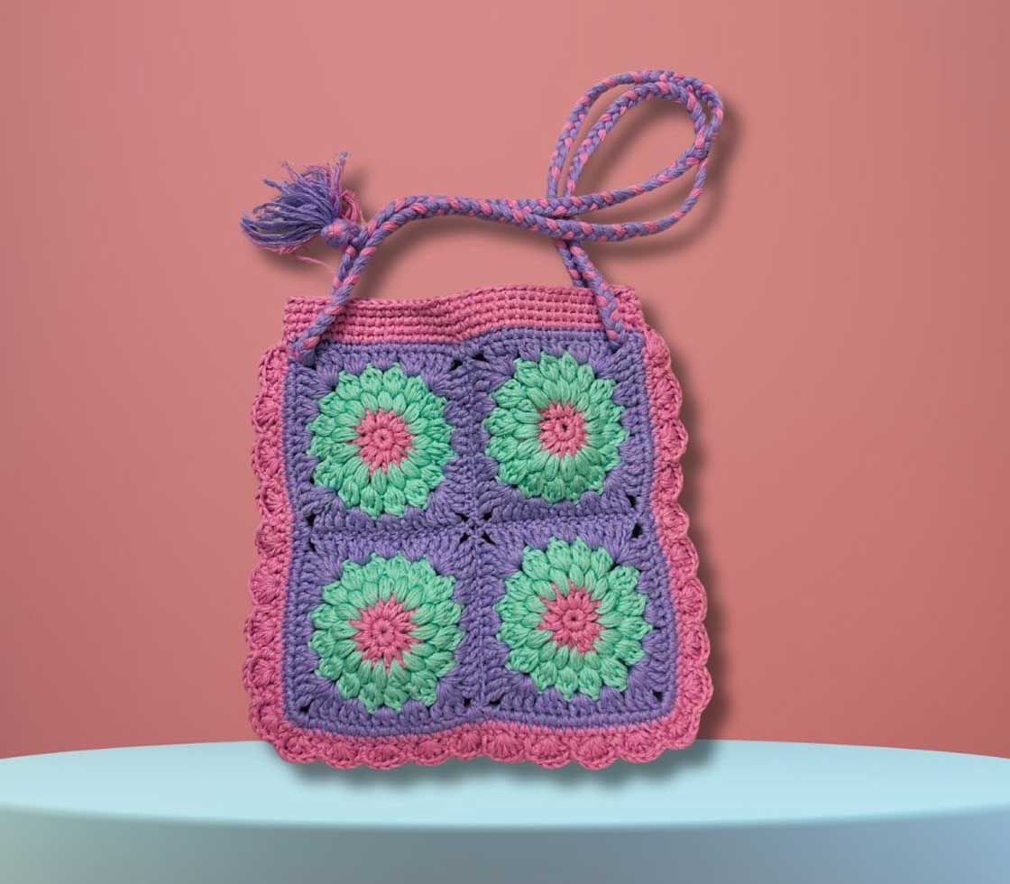 Crochet Granny Square Rectangular Mini Bag - The Project Together